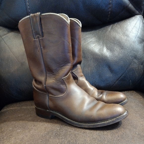 Justin Boots | Shoes | Vintage Genuine Leather Brown Roper Boot By ...